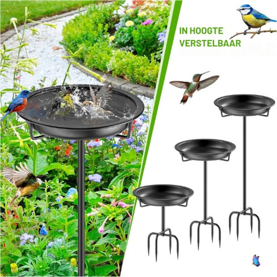 Vogelbad - Staand - Vogelbad Voor Buiten - Tuin - Metaal - Vogelbak ...