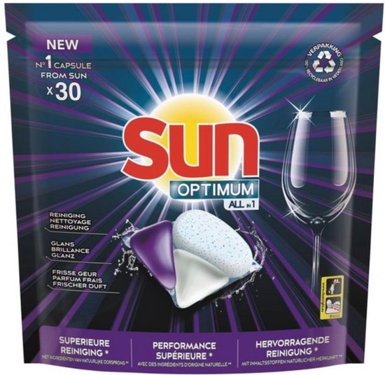 Sun Optimum - All-in-1 - Vaatwasmiddel - Capsules - Maandbox - 30 ...