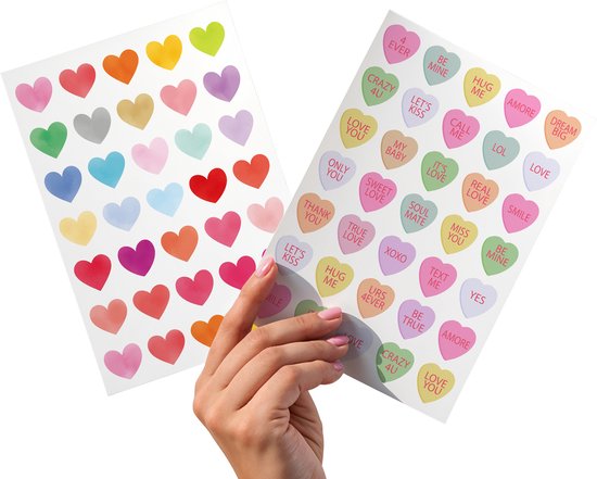 2 Grote Stickervellen Hartjes - Stickers Hartjes - Stickers Valentijn ...