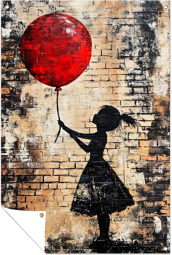 Meisje met rode ballon - Ballon buitenposter - Tuinschilderij meisje ...