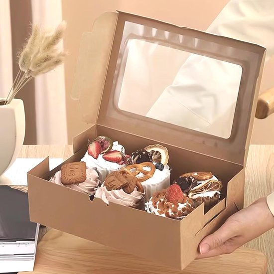 18 Pcs Cupcake Boxes with Clear Window - Perfect for Cookies, Cupcakes ...