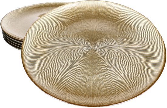 Set van 6 Cairo Gold glazen dinerborden voor 6 personen - 23108340 | bol