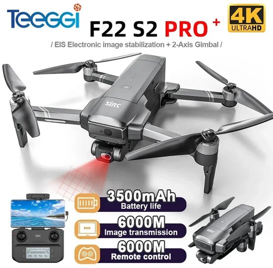 SJRC F22 S2 PRO+ GPS Drone 4K Professioneel met EIS-camera, Drone met ...
