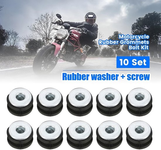 Pack of 10 Rubber Washers Nut Bolt Cover Screws for Motorcycle ...