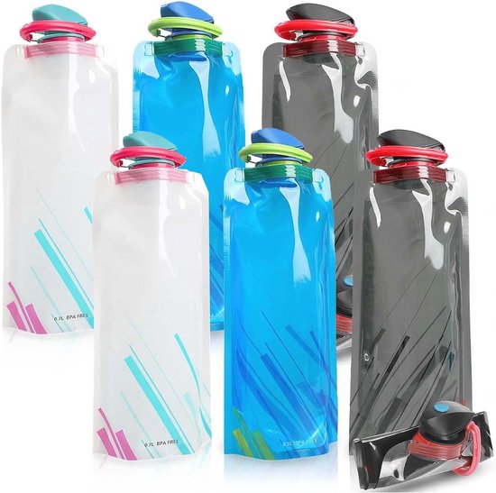 Opvouwbare waterflessen 700 ml - 6 stuks - Herbruikbare drinkflessen ...