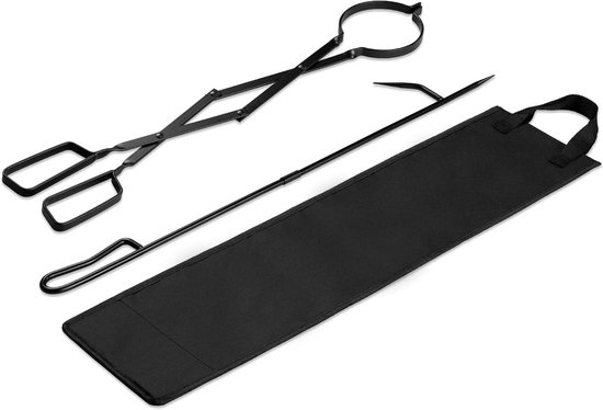 Set haardtang en pook - 2-delige haardset - Voor open haard houtkachel of kampvuur -... | bol