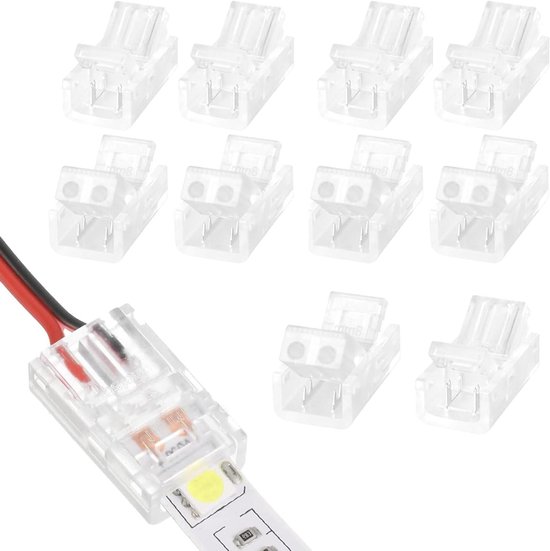 Pack of 10 LED strip connectors - 2-pin connection cable connectors ...