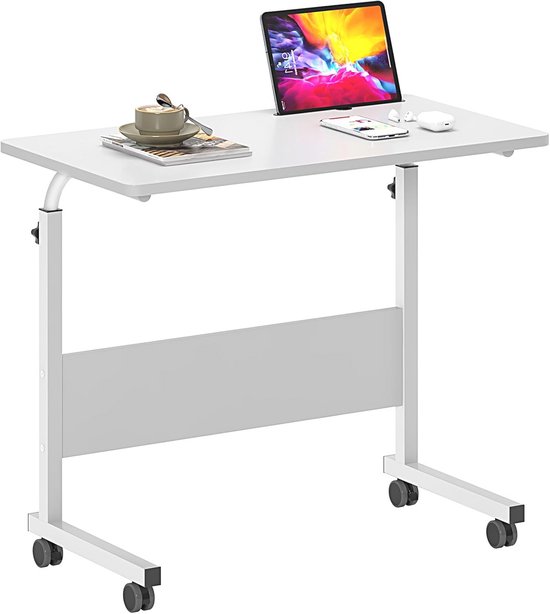 Verstelbare Laptoptafel met Wieltjes - 80 x 40 cm - Hoogte Instelbare ...