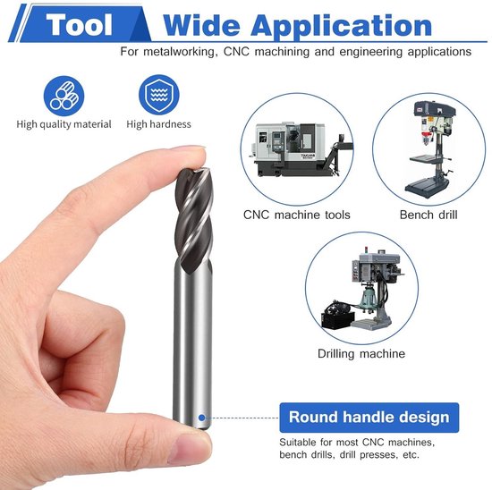 10 stuks HSS vierlippen schachtfrees metaal CNC-frees 4 fluiten ...