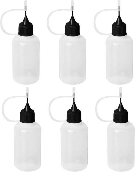 6 stuks Vloeibare Naaldflessen 15 ml - Applicator Knijpfles voor Lijm ...