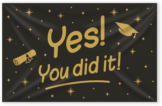 LUQ - Vlag Graduation Bold – Goud & Zwart Luxe Afstudeer Vlag ...