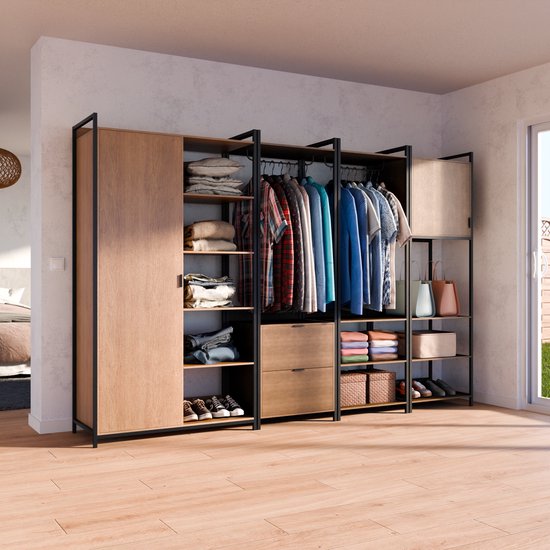 sweeek - Modulaire kledingkast met 4 elementen, b 280 x d 48 x h 190 cm ...
