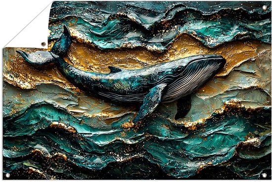 Majestueuze walvis in golven - Walvis tuinposter - Tuinschilderijen ...