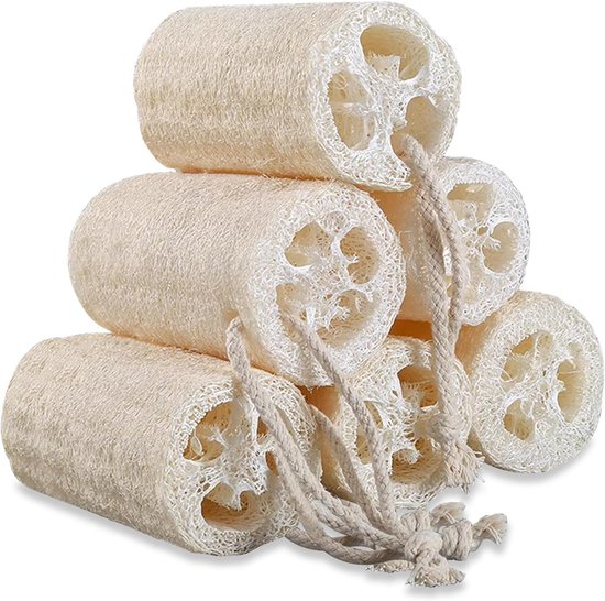 6 stuks natuurlijke loofah - sponzen - biologische loofah-badsponzen ...