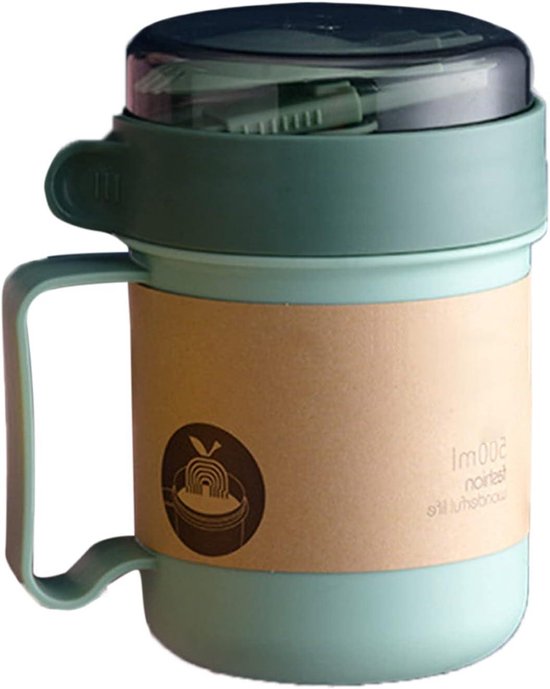 Soepbeker met Deksel en Handvatten - Magnetronbestendige Soepkom ...