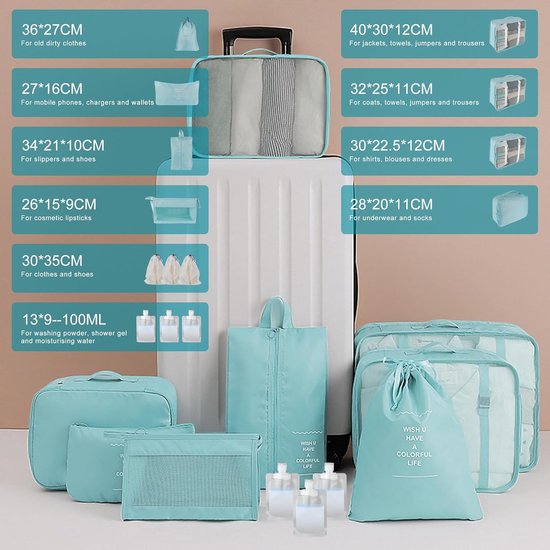 Koffer Organizer Set – 14-Delige Reis Organisatie Kit met ...