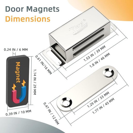 Magnetische Deurvangers voor Kasten - 8 Stuks RVS Deursluiters voor ...