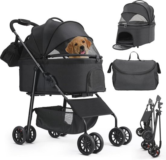 Hondenbuggy 3-in-1 tot 30 kg - Inklapbare hondenbox met draagtas, grote mand voor... | bol