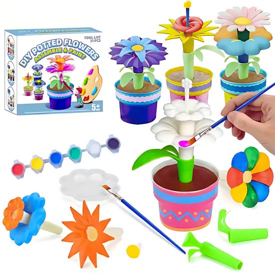 Magic Flower Pot - bloemen bouw en verf set - knutselen meisjes ...