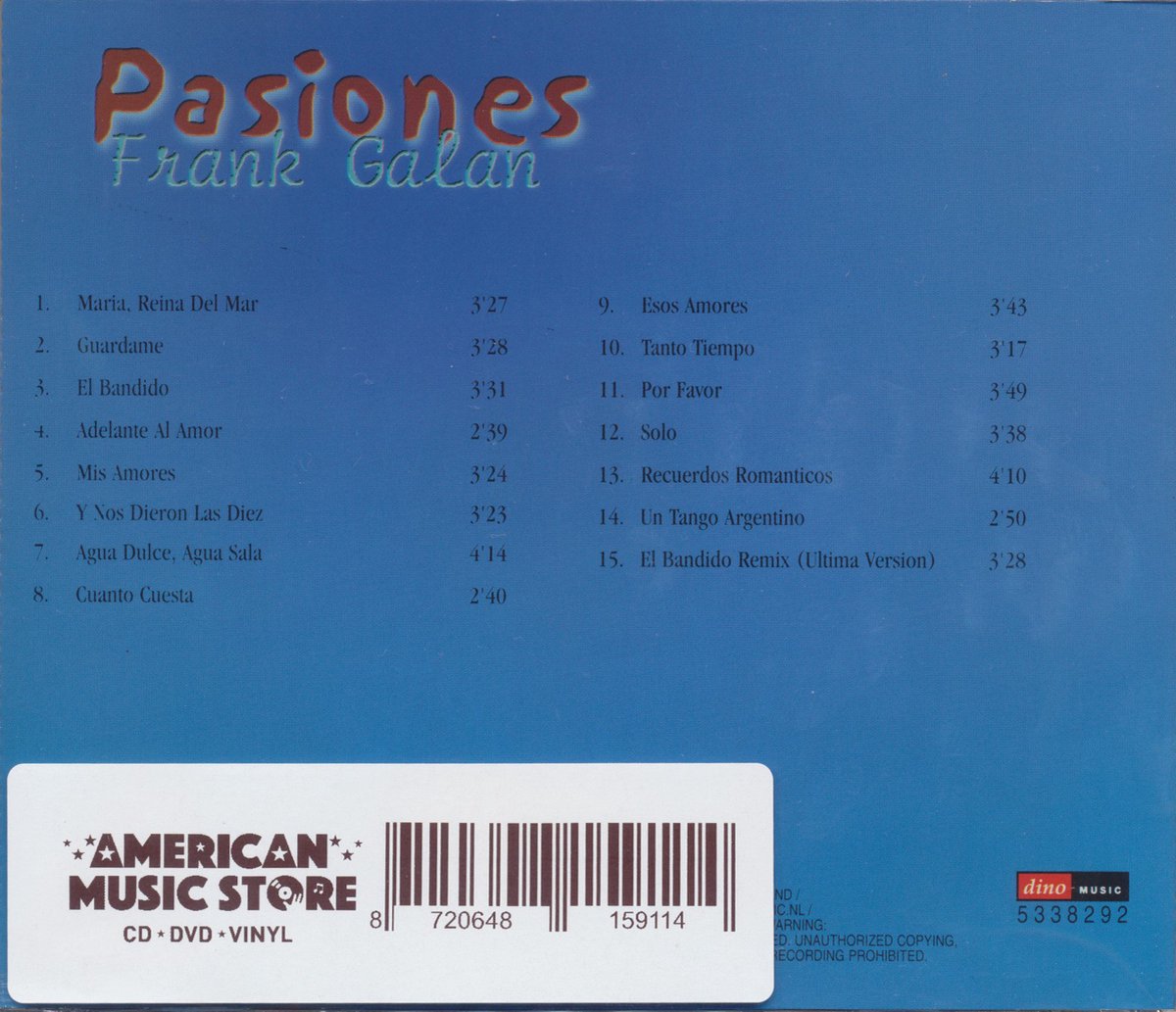 FRANK GALAN - Pasiones, Frank Galan | CD (album) | Muziek | bol.com