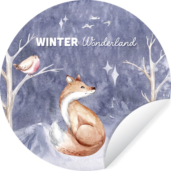 WallCircle - Muurstickers - Behangcirkel - Winter - Sneeuw - Vos - 100x100 cm -... | bol