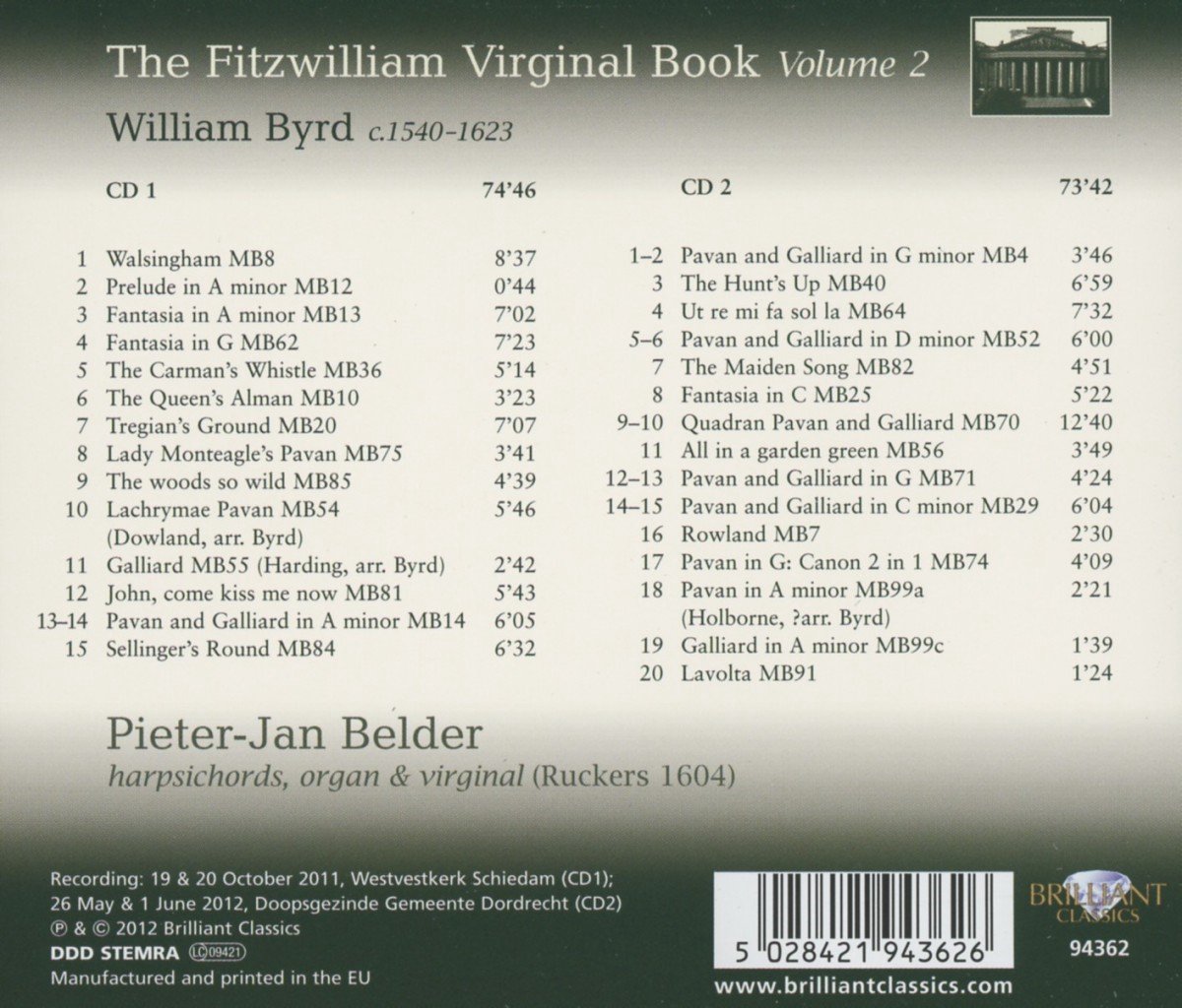 Pieter-Jan Belder - Byrd: Fitzwilliam Virginal Book 2 (2 CD), Pieter-Jan Belder | CD... | bol.