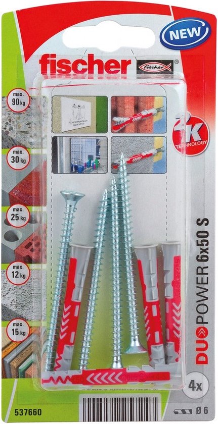 Fischer 537660 DuoPower 6 x 50 S K NV Deuvelset 50 mm 6 mm 1 set(s) | bol