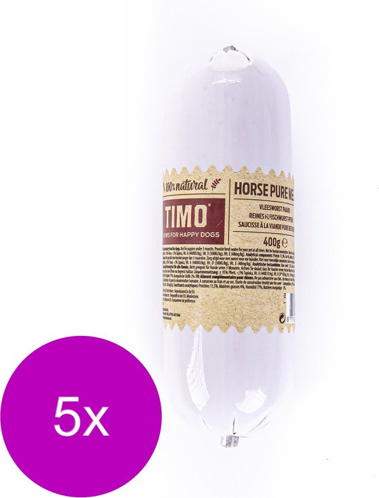 Timo Vleesworst Paardenvlees - Hondensnacks - 5 x 400 g | bol