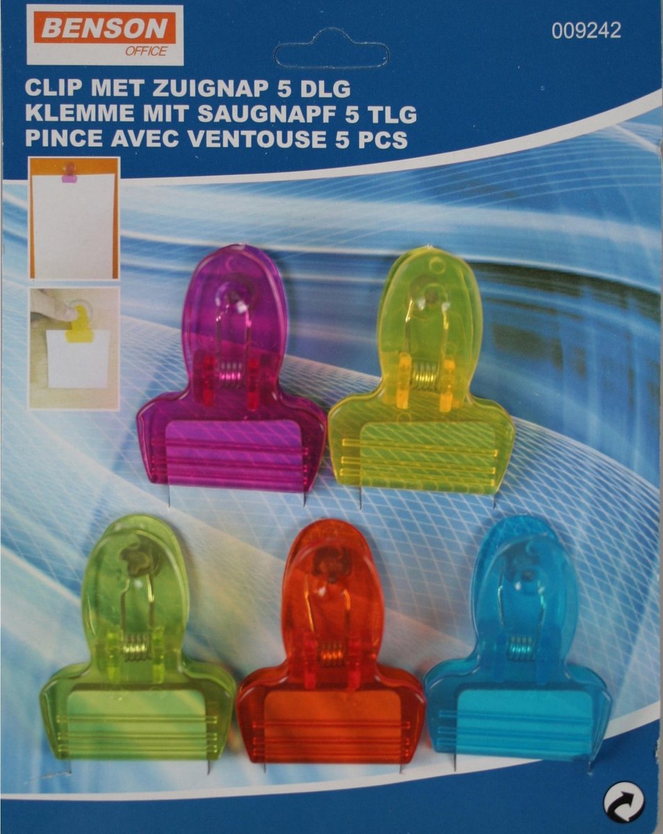 Benson Clip met Zuignap Kleur - 5 stuks | bol