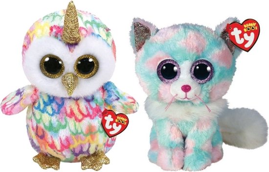 Ty - Knuffel - Beanie Buddy - Enchanted Owl & Opal Cat | bol