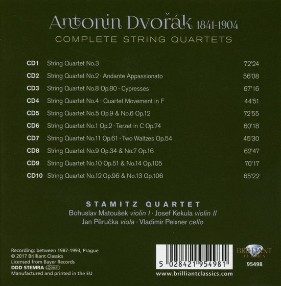 Stamitz Quartet - Dvorak: Complete String Quartets (10 CD), Stamitz ... Stamitz Quartet - Dvorak: Complete String Quartets (10 CD), Stamitz ...