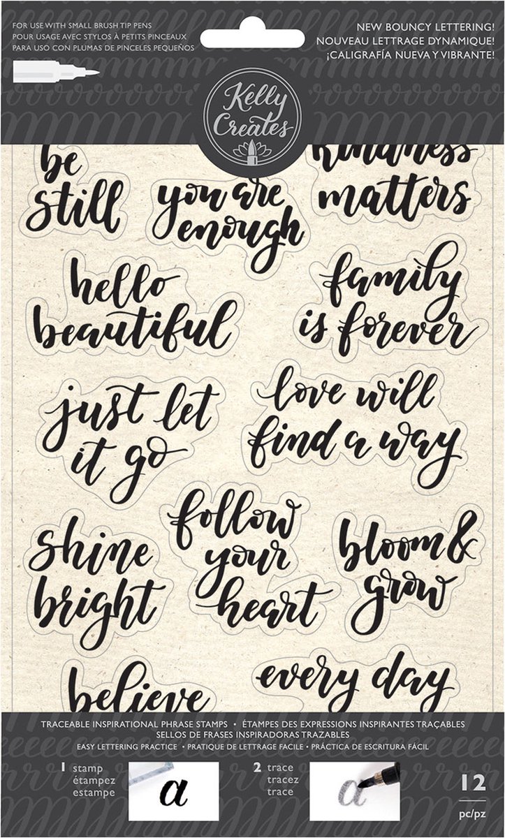 Kelly Creates • traceable stamp bouncy inspirational 12pc | bol.com