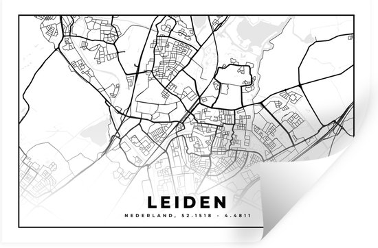 Muurstickers - Sticker Folie - Kaart - Leiden - Nederland - 30x20 cm ...