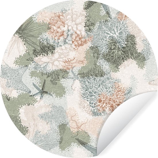 WallCircle - Muurstickers - Behangcirkel - Strand - Koraal - Kleuren - 120x120 cm -... | bol.com