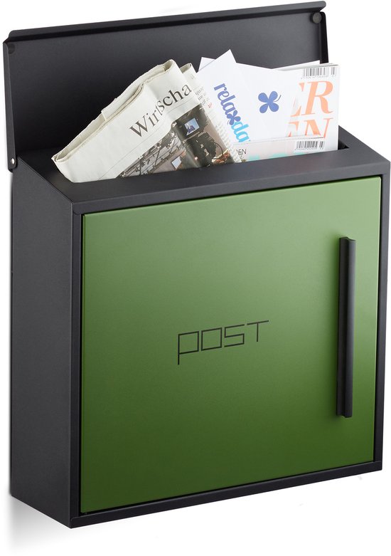 brievenbus - met slot - modern - staal - 33 x 35 x 12,5 cm - groot ...