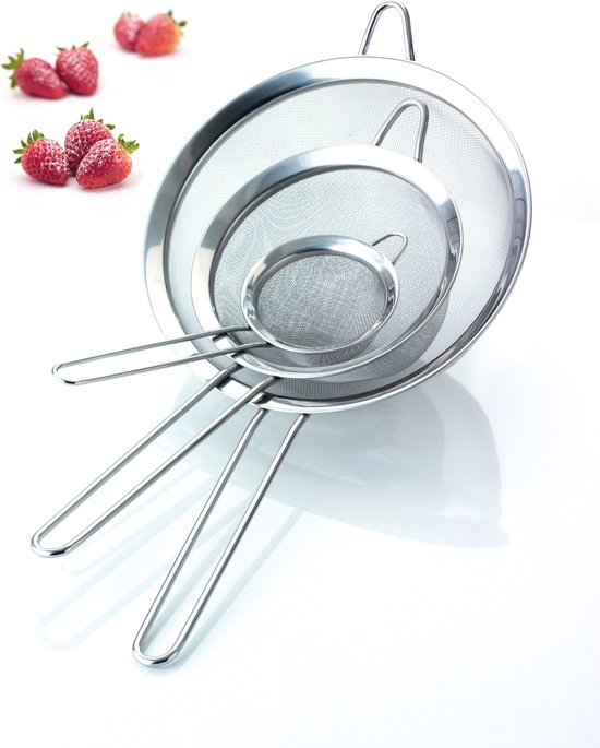 KitchenCraft Fijne Zeef - Roestvrij Staal set van 3 Stuks | bol