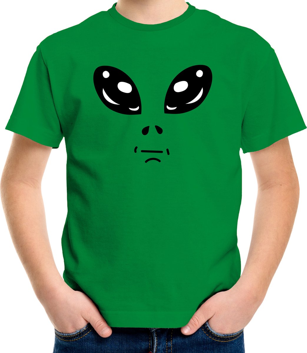 Alien / buitenaards wezen gezicht verkleed t-shirt groen voor kinderen ...