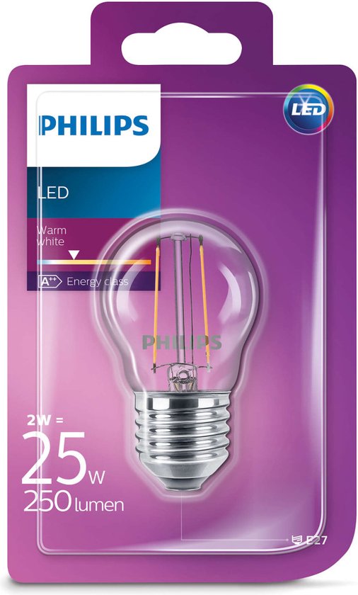 Philips Led Lamp E27 2W 250lm Kogel Filament | bol
