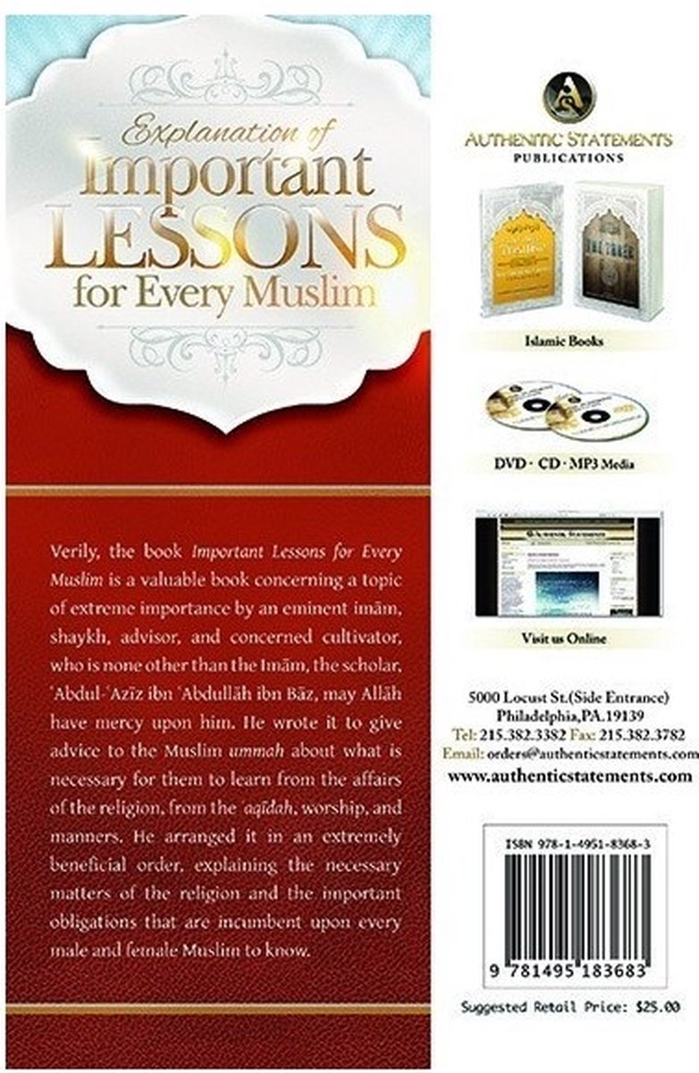 Explanation of Important Lessons For Every Muslim | 9781495183683 ...