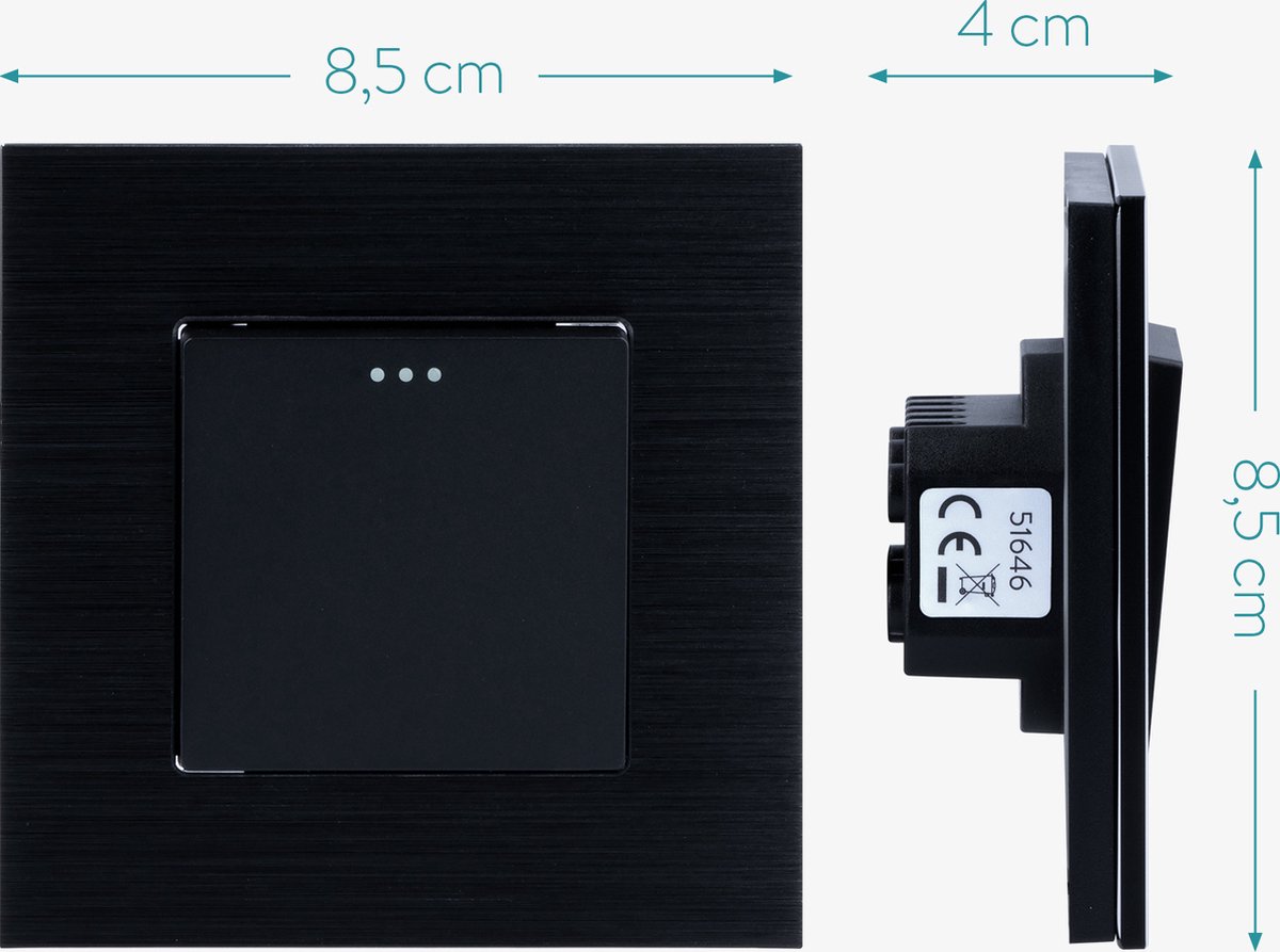 Navaris aluminium lichtschakelaar voor wand - Lichtknop ...