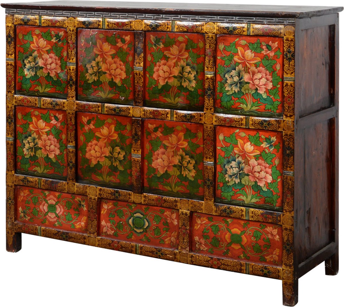 Fine Asianliving Antieke Tibetaanse Chinese Kast Handbeschilderd ...