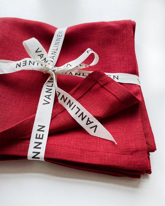 VANLINNEN - Linen Scarlet red napkins - natural 100% linen - 45cm x ...