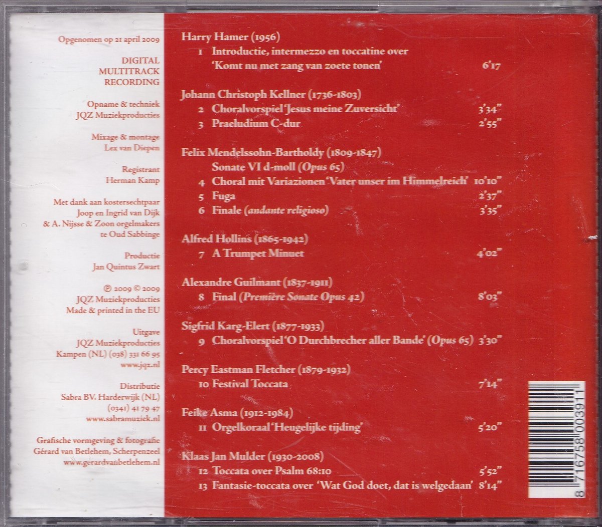 Orgelconcert, Harry Hamer | CD (album) | Muziek | bol.com