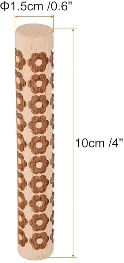 Houten Rol met Bloem Patroon - Voor Boetseerklei - 1 stuk - Hout | bol