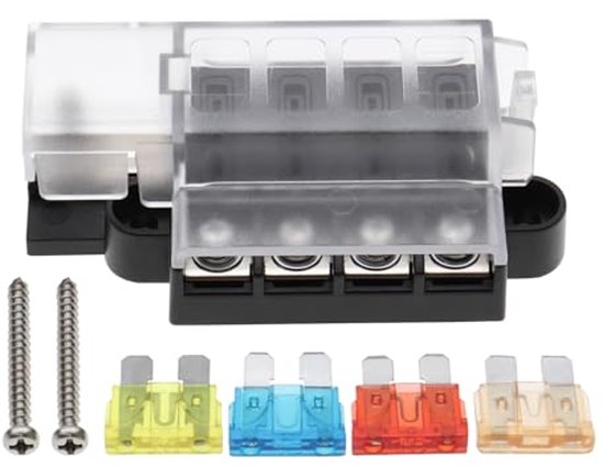 1 Set of 12V-24V Automotive 4 Way Waterproof Fuse Box Metal Fuse Box 9 ...