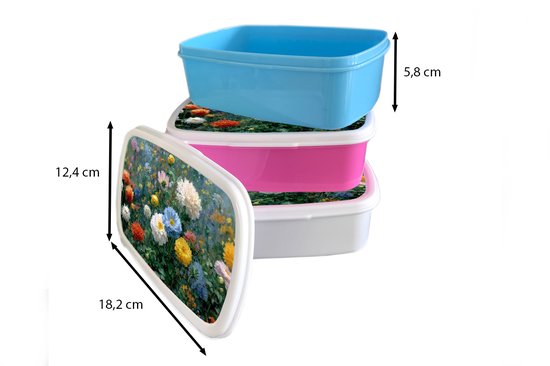 Broodtrommel Blauw - Lunchbox Close-up - Veld - Bloemen - Kleurrijk ...