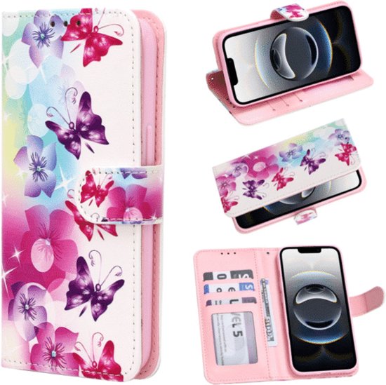 Casemania – Bookcase – iPhone 17 Pro Max – Bloemen Vlinder Roze | bol