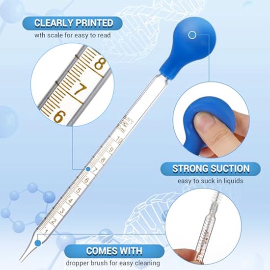 Glazen meetpipetten set van 3 - 10 ml - Laboratorium pipet met rubberen ...