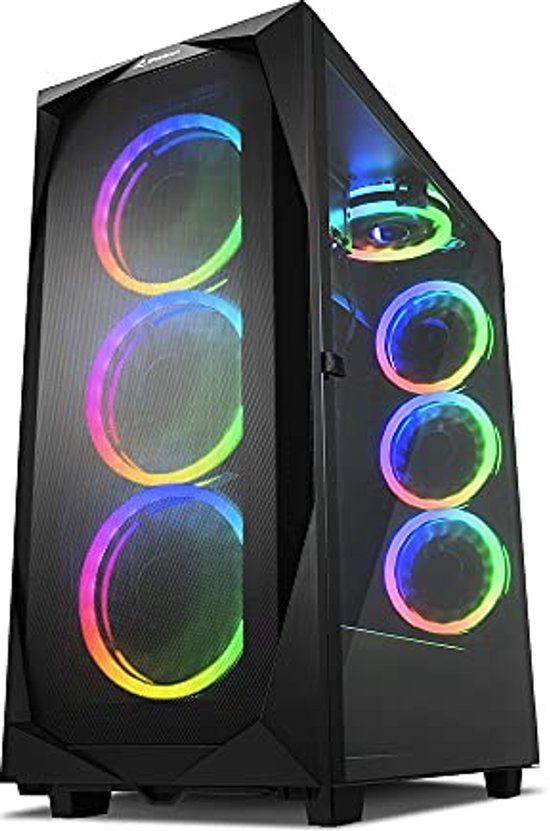 RGB ATX Gaming PC-behuizing met Mesh Panel en Vooraf Geïnstalleerde ...