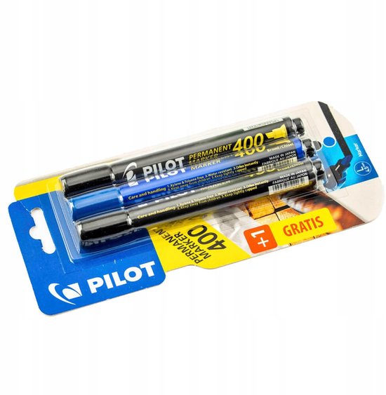 Pilot permanente markers zwart en blauw - Set van 3 | bol